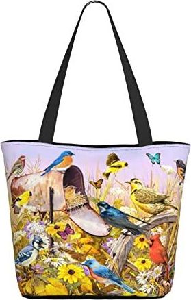 AOOEDM Sac &agrave; provisions pour femme papillon oiseau et fleurs 33 x 28 x 17 cm. Le cadeau parfait pour la Saint-Valentin. Cest de la Saint-Valentin pour maman,
