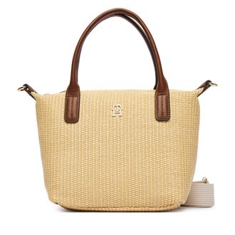 Tommy Hilfiger Handtasche Tommy Hilfiger Popette Mini Tote Raffia AW0AW18523 Beige
