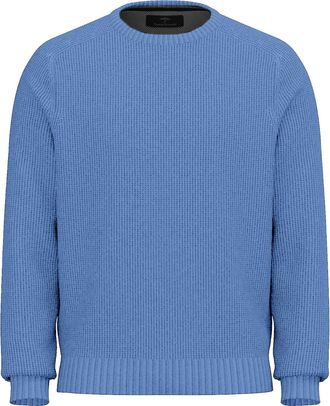 Fynch-Hatton Strickpullover aus Baumwolle mit Strukturmuster und Rundhalsausschnitt Crystal Blue/M