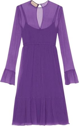 Gucci Seidenchiffon-Midikleid - - Dresses - Damen - Lila - S