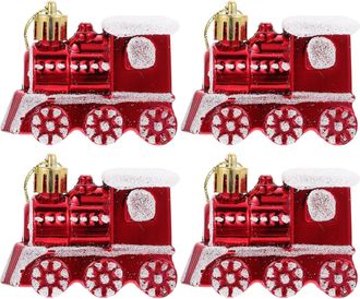 Cabilock 4 St&uuml;ck Weihnachtsbaum Anh&auml;nger Kleine Auto H&auml;ngedekoration aus Verschlei&szlig;festem Material Rot Leicht f&uuml;r Christbaumschmuck und Wohnraumdeko