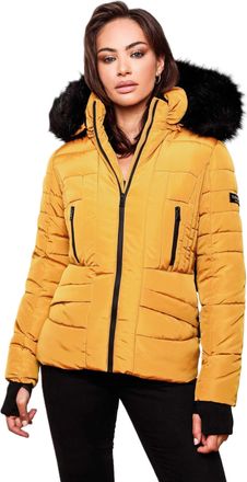 Navahoo Damen Winter Jacke warm gef&uuml;ttert Teddyfell Stepp Winterjacke B361 [B361-Adele-Gelb-Gr.XS]