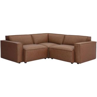 Miliboo Canap&eacute; dangle modulable vintage 3 places en cuir marron SPLIT