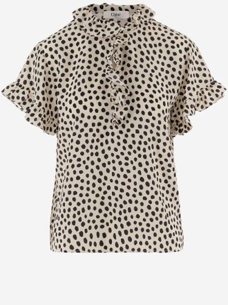 Chlo&eacute; Top &agrave; Manches Courtes &Agrave; Volants En Cr&ecirc;pe De Chine