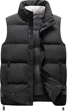 Generic Veste Sans Manche Homme Chaud Doudoune en Hiver Zipp&eacute;e Casual Manteaux L&eacute;g&egrave;re Matelass&eacute;e Rembourr&eacute;e Sans Manche Blouson Epais de Couleur Unie Matelass