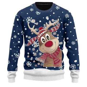 Generic Pull de No&euml;l pour homme - Pull amusant - Pull de No&euml;l pour homme - D&eacute;contract&eacute; - Avec col rond - Imprim&eacute; de No&euml;l - Pour f&ecirc;te de No&euml;l - T-shirt &agrave; manch