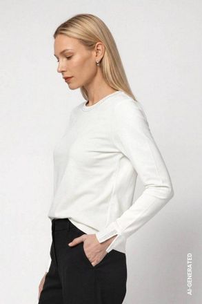 Monari T-Shirt 810053 Baumwoll-Langarmshirt mit Strassdetails