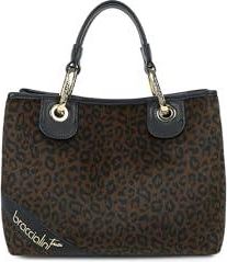 Braccialini Beth Matelassé Sac à main de taille moyenne en matériau effet chevalin à motifs léopards.Avec doubles poignées, fermeture à clip et bandoulière en rub