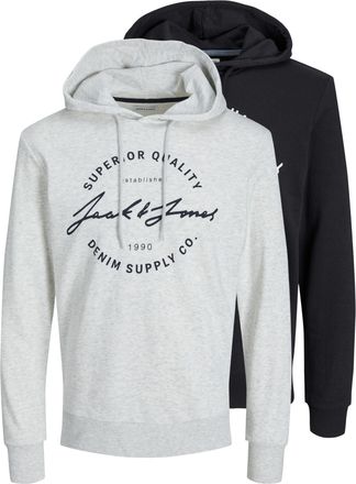 Jack & Jones Pullover Herren 2er-Pack - Bequeme Sweatshirt Herren mit Kapuze, Weichem Innenfutter & Modernem Print - Pflegeleichte Pullover f&uuml;r M&auml;nner in L&auml;ssigem 