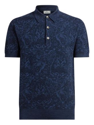 Etro polo à motif cachemire en jacquard - Bleu