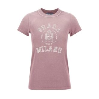 Prada Rosa Logo T-Shirt f&uuml;r Frauen - - Tops - Damen - Rosa - S