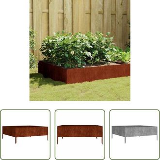 vidaXL Acier corten - Lit sur&eacute;lev&eacute; de jardin 100x100x41 cm acier corten