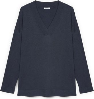 Fiorella Rubino Femme, Pulls, Bleu, Taille: 40/42 FR Pull en maille &agrave; col V en m&eacute;lange de viscose