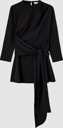 Ganni Robe Cady Crepe Draped Black