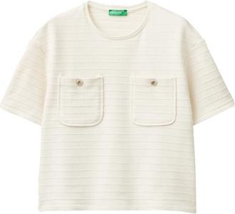 Benetton T- Shirt 3rwkd1089, Blanc, X-Large Femme