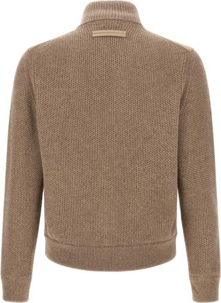 Ermenegildo Zegna Suede-Front Hybrid Cashmere Cardigan - Beige