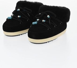 Moon Boot Padded Suede Ankle Boots with Lace-Up Detail size 37-38