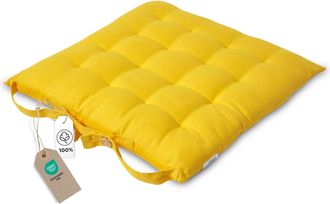 Homescapes Stuhlkissen 40x40 cm gelb - Sitzkissen Outdoor/Indoor mit Baumwollbezug, Sitzpolster waschbar und Oeko-TEX-Zertifiziert f&uuml;r Esszimmer-, K&uuml;chen- & Gart