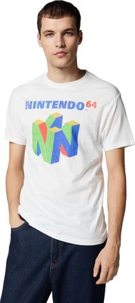 Nintendo Herren N64 Logo Short Sleeve T-Shirt, Weiss/opulenter Garten, 3X-Groß