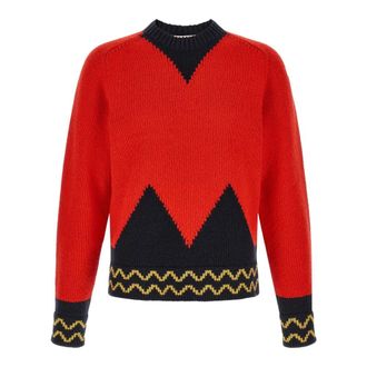 Marni Wollpullover mit M-Intarsie - - Knitwear - Herren - Rot - XL