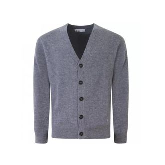 Manuel Ritz Woll-Cardigan im Englischen Rippenmuster - - Knitwear - Herren - Grau - S