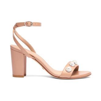 Stuart Weitzman Sandalen mit Blockabsatz und Perlenverzierung - - Shoes - Damen - Beige - 36 EU
