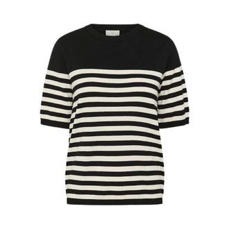 Kaffe Ray&eacute; Tricot Noir/Turtledove Demi Rayure - Femme - Pulls - Noir - Taille: 40 FR