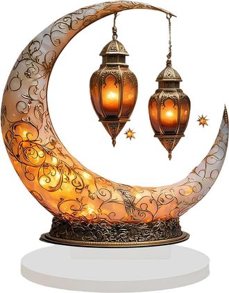 Generic Feiertags-Tischdekoration, Festtisch-Arrangement - 2D-Acryl-Mond- F&uuml;r Zuhause, Party, Schreibtisch, B&uuml;cherregal, Kaminsims, TV-Schrank, Eingangsbereic