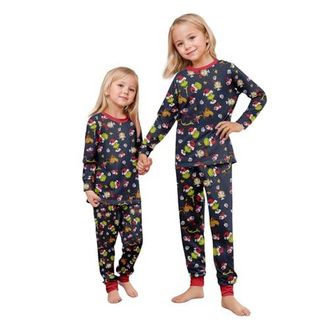 Generic Le Grinch Pyjama Noel Famille De Grinch Costume Hiver The Adulte Deguisement Coton Bebe Femme Couple Homme Enfant Assorti Ensemble Ensembles Pull Garc