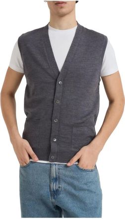 Alpha Studio Homme, Pulls, Gris, Taille: XL Gilet Col V