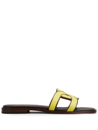 Tod's sandales en cuir &agrave; brides logo - Jaune