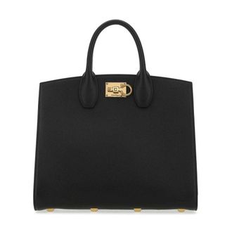 Ferragamo Schwarze Studio Handtasche aus Leder - - Bags - Damen - Schwarzk - ONE SIZE