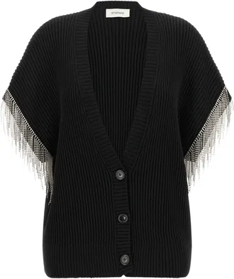 Sportmax Virgin Wool with Removable Sleeves Cardigan - Black