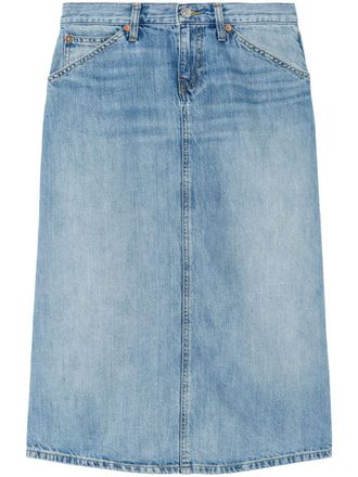 Re/Done jupe en jean Low Rider à coupe mi-longue - Bleu