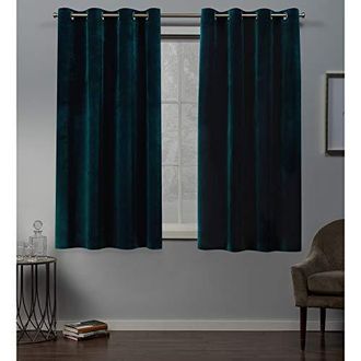 Exclusive Home Curtains Velvet GT Ösenvorhang, 137 x 163 cm, Blaugrün