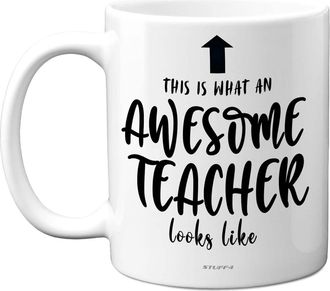 Stuff4 Tasse mit Aufschrift Awesome Teacher, Geschenke für Lehrer und Lehrer, 325 ml, spülmaschinenfest, Premium-Tassen, Geschenke für Lehrer, tolles Lehrerg
