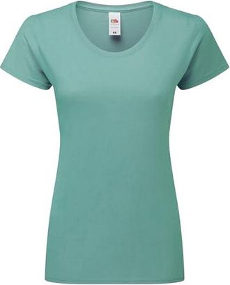 Fruit Of The Loom Ladies Iconic 195 - T-shirt moulant pour femme en coton peign&eacute;, col rond, basique avec coutures lat&eacute;rales, sauge, L