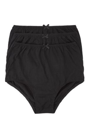 Marlon Damen Womens Veronica Black 100% Cotton Full Brief Pack of 3 Boxershorts, Black