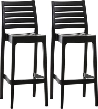 Clp 2er Set Outdoor-Barhocker Ares Mit Fu&szlig;st&uuml;tze I Stapelbare Tresenhocker In Rattan-Optik, Farbe:schwarz