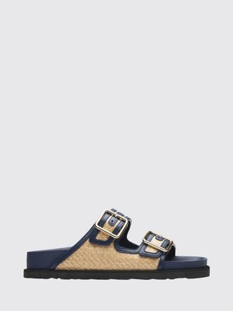 Birkenstock Sandales plates 1774 Arizona bicolores en cuir et raphia
