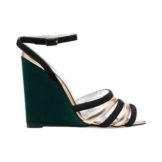 La DoubleJ Gr&uuml;ne Metallic-Leder Keilsandalen - - Shoes - Damen - Gr&uuml;n - 37 EU