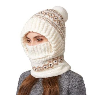 Generic Bonnet dhiver pour femme - Chapeau tendance coupe-vent et bonnet tricot&eacute; chaud, couvre-oreilles pour temps froid | Pour sports de neige, conduite, ski