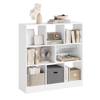 Woltu B&uuml;cherregal Raumteiler Regal B&uuml;cherschrank Standregal Lageregal Aufbewahrungregal mit 8 F&auml;chern Aktenregal f&uuml;r Wohnzimmer, Kinderzimmer und B&uuml;ro, Wei&szlig;