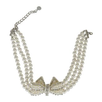 Self Portrait Femme, Accessoires, Blanc, Taille: ONE Size Collier Satin&eacute; Perle