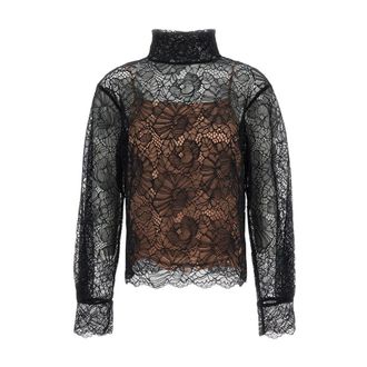 Rotate Spitzenbluse mit langen &Auml;rmeln - - Blouses & Shirts - Damen - Schwarzk - S