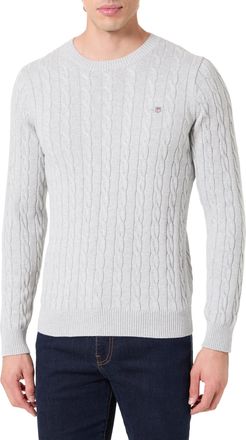 GANT Herren Cotton Cable C-Neck Pullover, Cloud Grey Melange, XXL