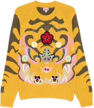 Kenzo pull à motif tigré - Jaune