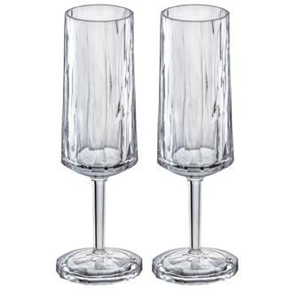Koziol Superglas Club No. 14, 2 St&uuml;ck, 100 ml, Sekt- & Champagner-Glas aus kristallklarem Kunststoff, luxuri&ouml;s, unzerbrechlich, wiederverwendbar, Party, Camp