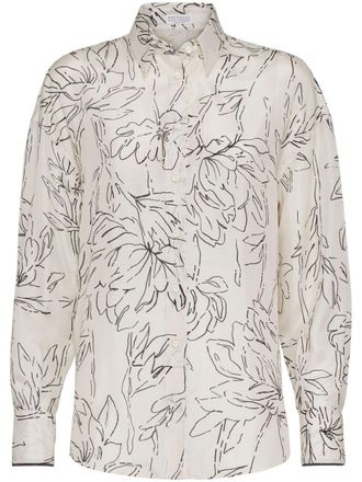 Brunello Cucinelli chemise &agrave; d&eacute;tail de chaine Monili - Blanc