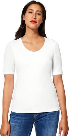 Street One Damen A317665 Basic Kurzarmshirt, White, 42